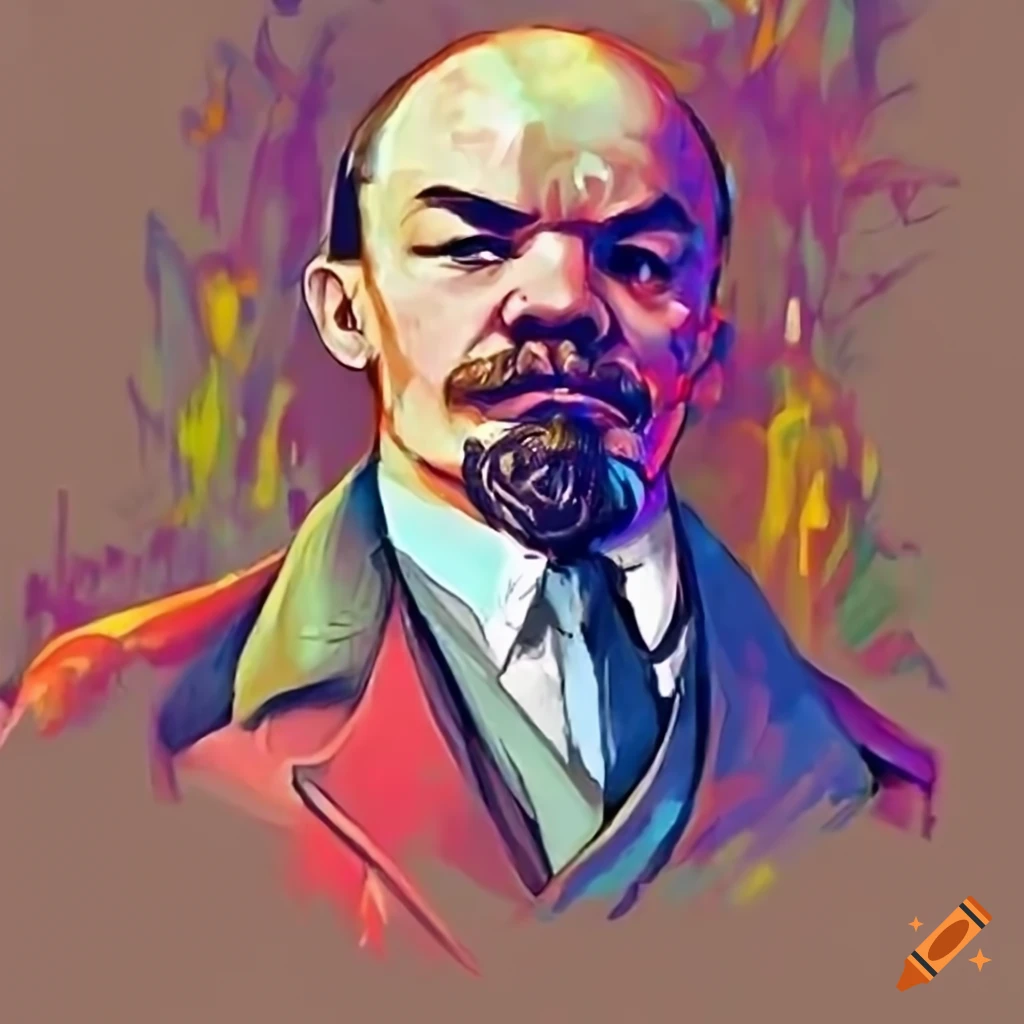 Artwork featuring a mashup of ghibli characters and lenin on Craiyon