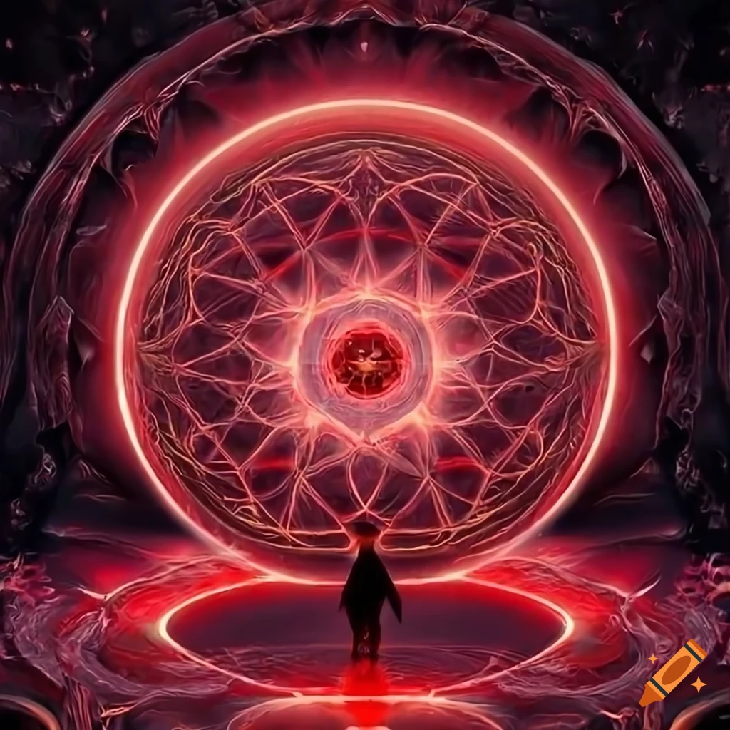 Red glowing sacred geometry in high definition on Craiyon