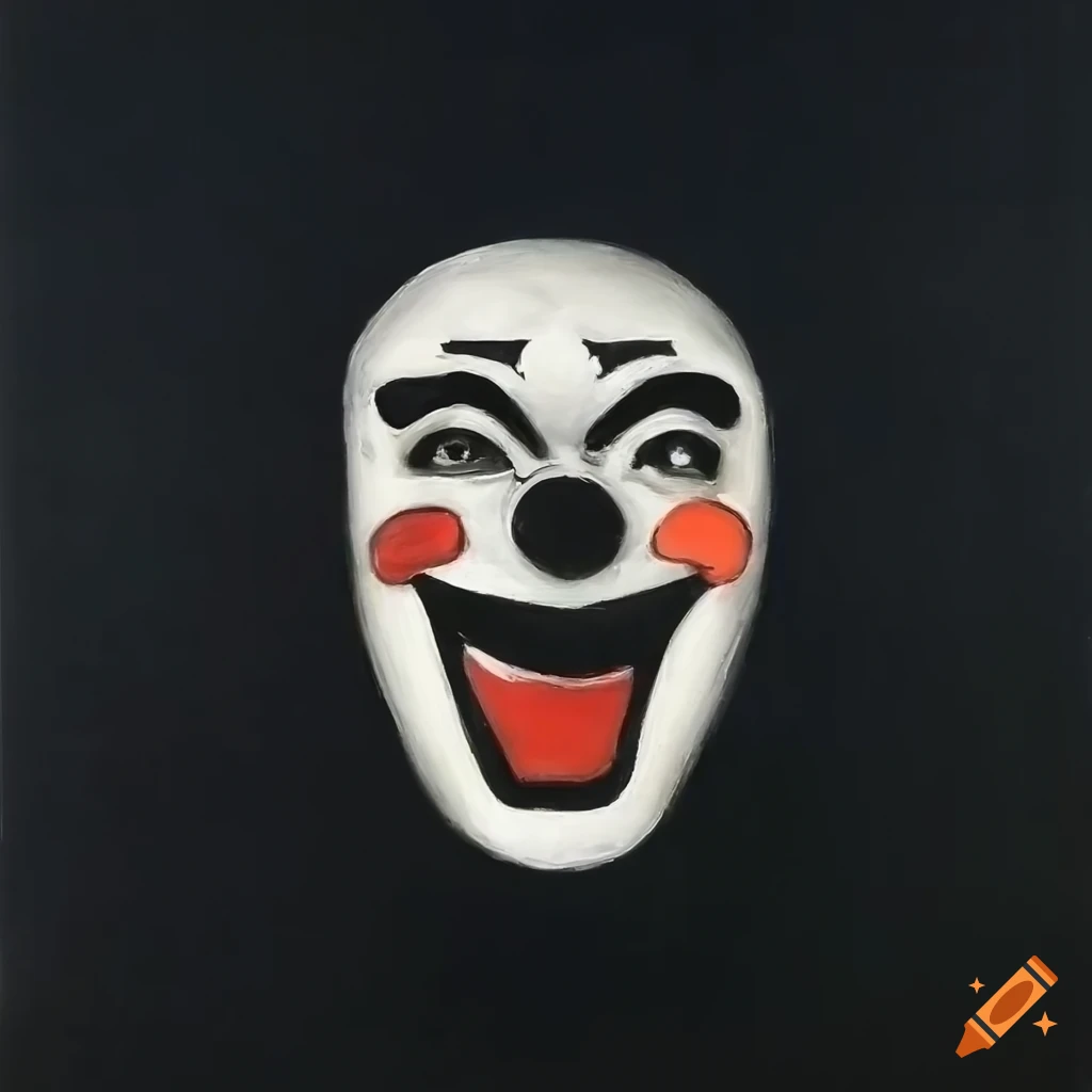 Moon clown laughing in fetal position in an art deco oil painting on ...