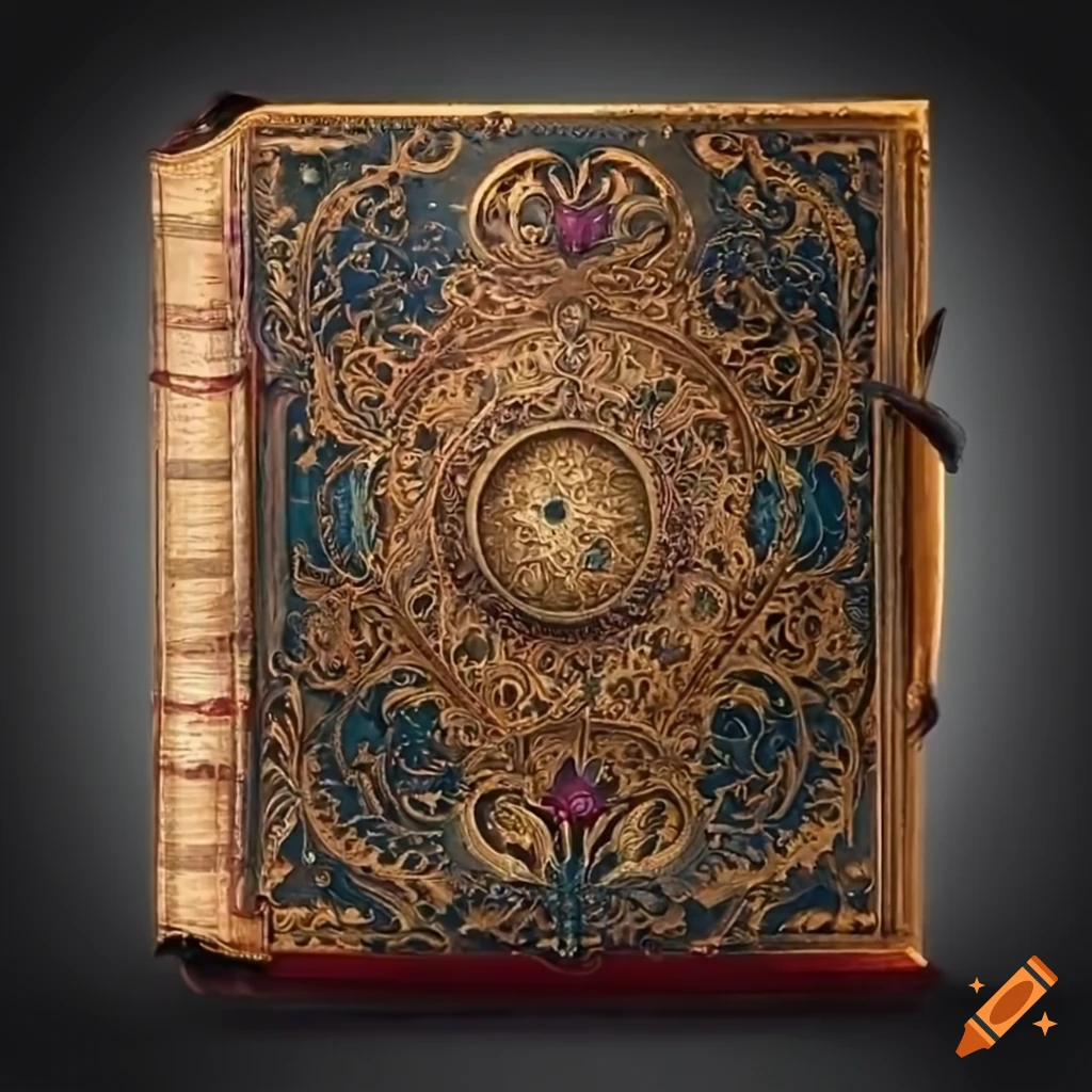 Highly decorated antique magical book in hd on Craiyon