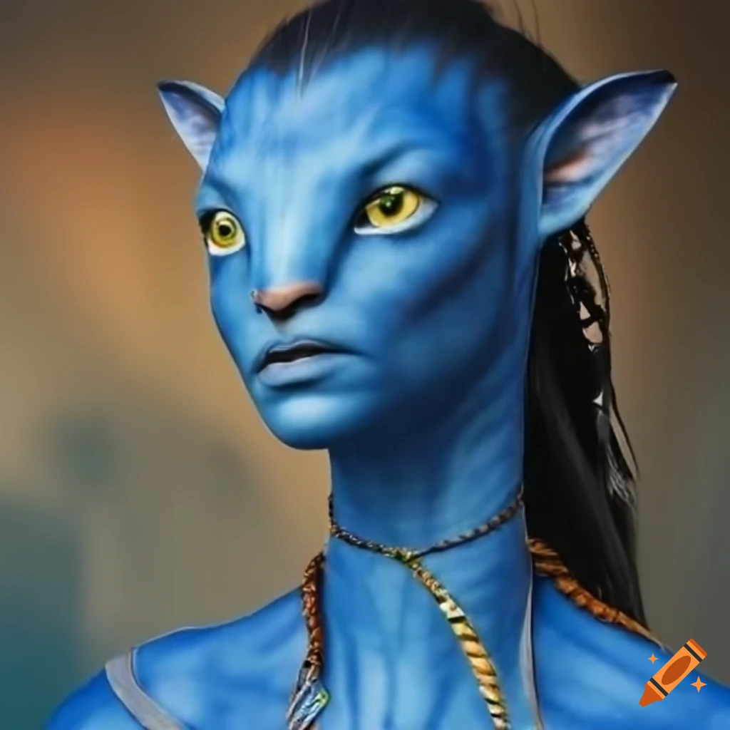 Kind traditional blue female Na'vi Avatar from the movie Avatar on Craiyon