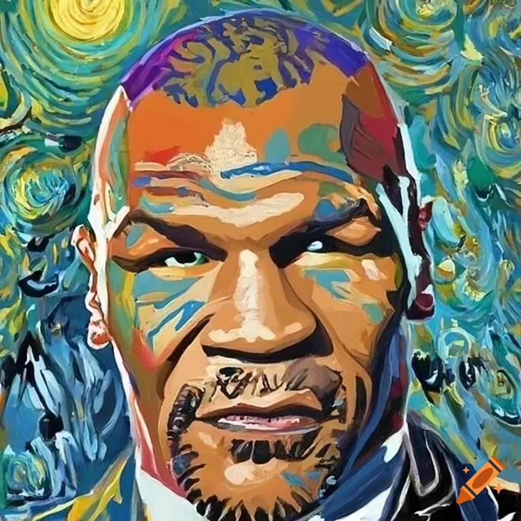 Portrait of mike tyson in the style of van gogh on Craiyon