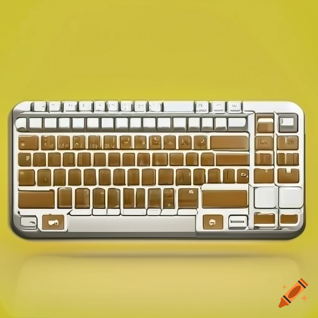 Illustration of a keyboard on a pale yellow background on Craiyon