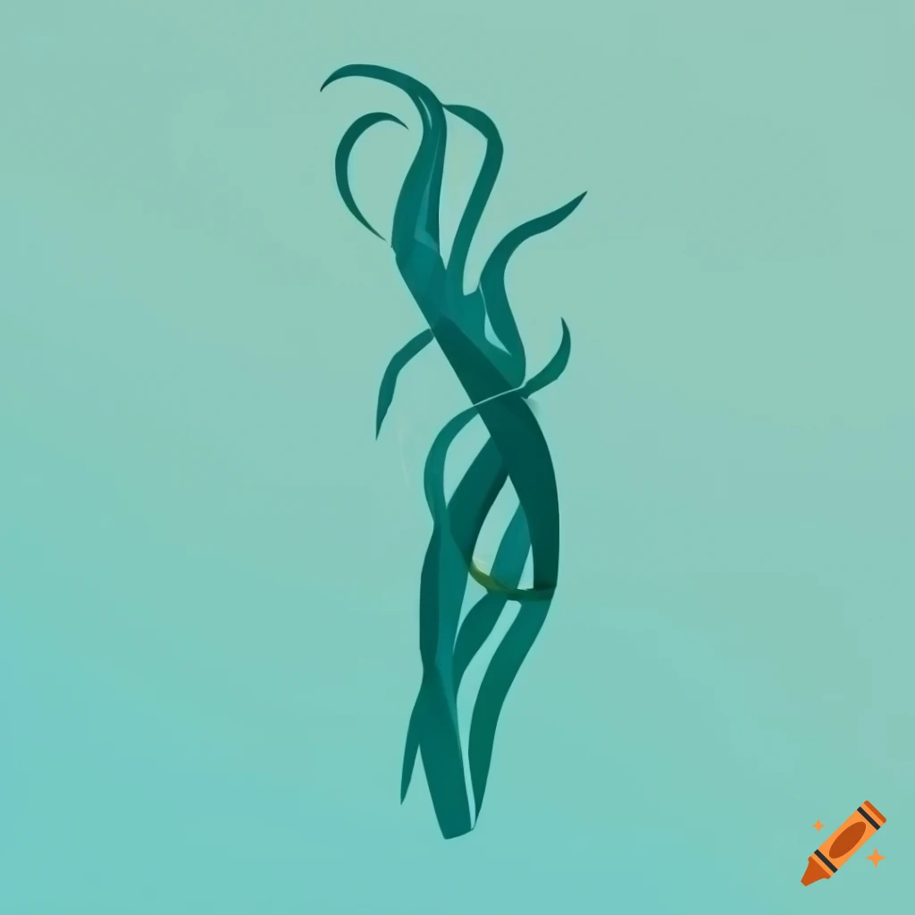 Minimalistic and elegant sea kelp logo in low poly style on Craiyon