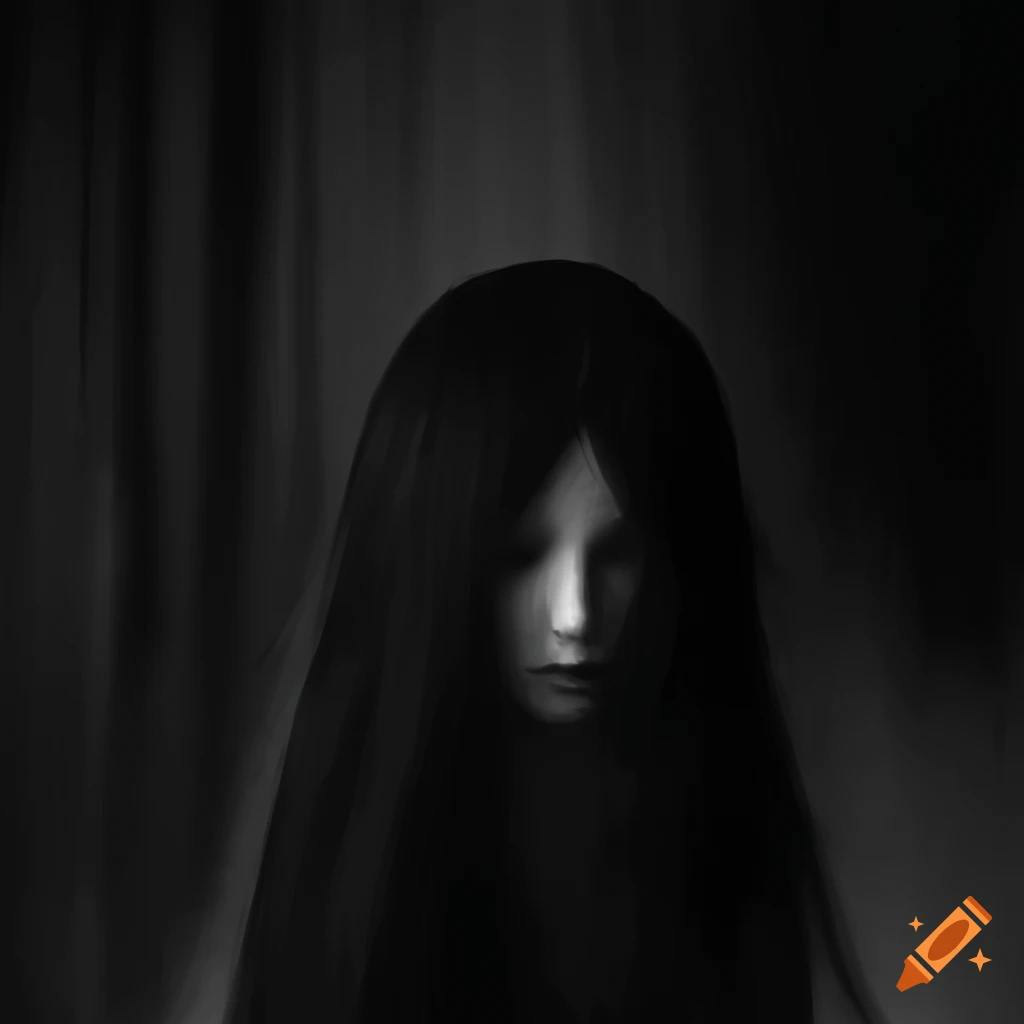 Yurei ghost with long black hair on Craiyon