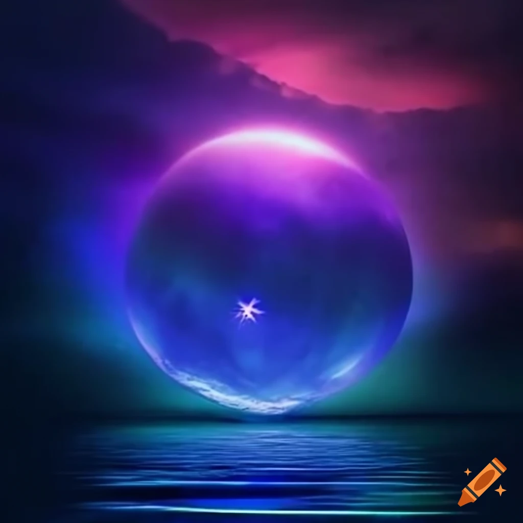 Aquasonic trance anthem with quasar lighting up the night sky on Craiyon