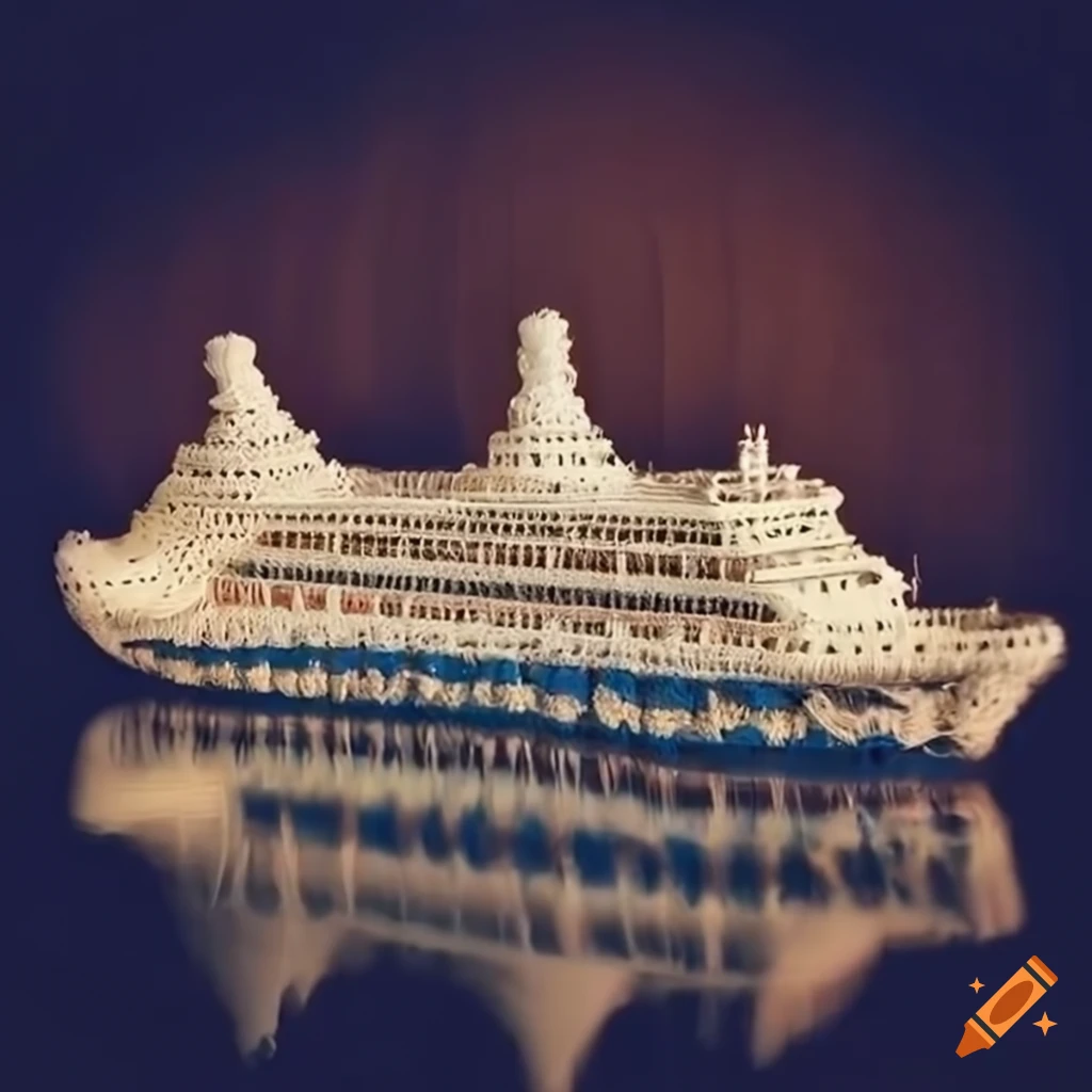 3d art sculpture of a crocheted cruise ship on Craiyon