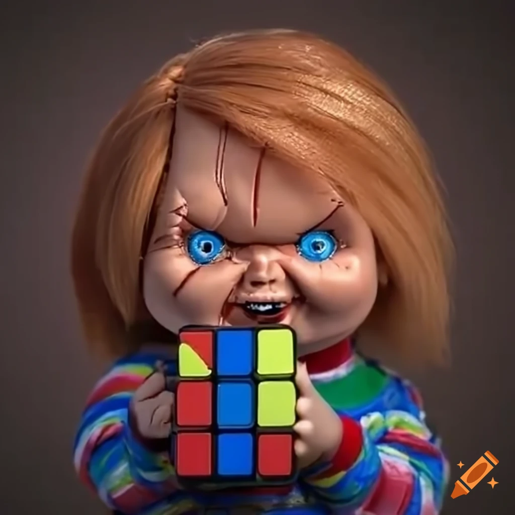 Chucky doll with a rubik's cube on Craiyon