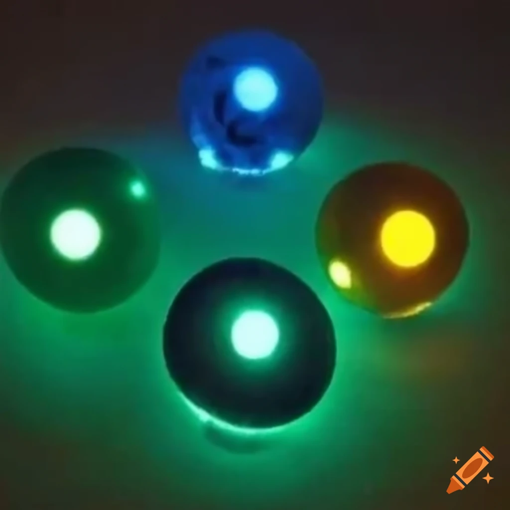 Four glowing orbs with unique powers on Craiyon