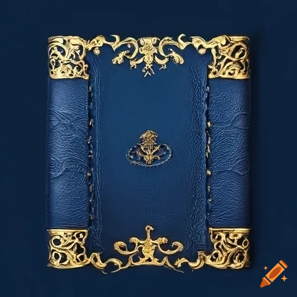 Deep blue leather book with potion bottle and herbal ingredients ...