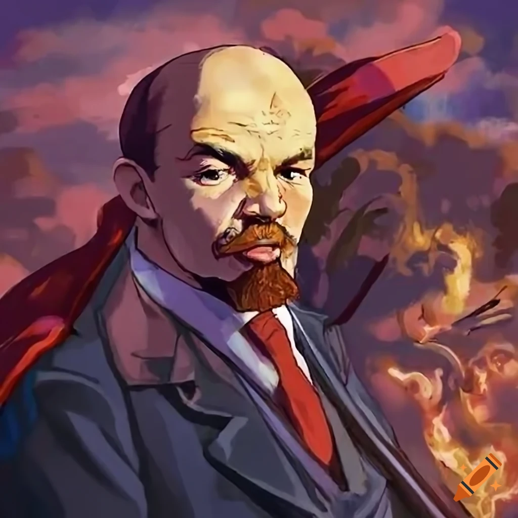 Ghibli-style illustration of lenin on Craiyon