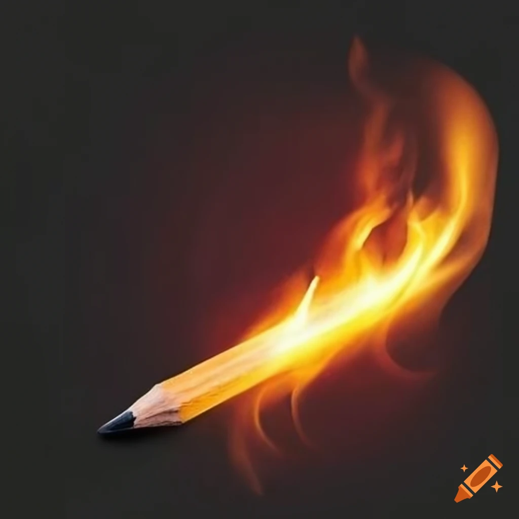 Pencil drawing on a fiery black background on Craiyon