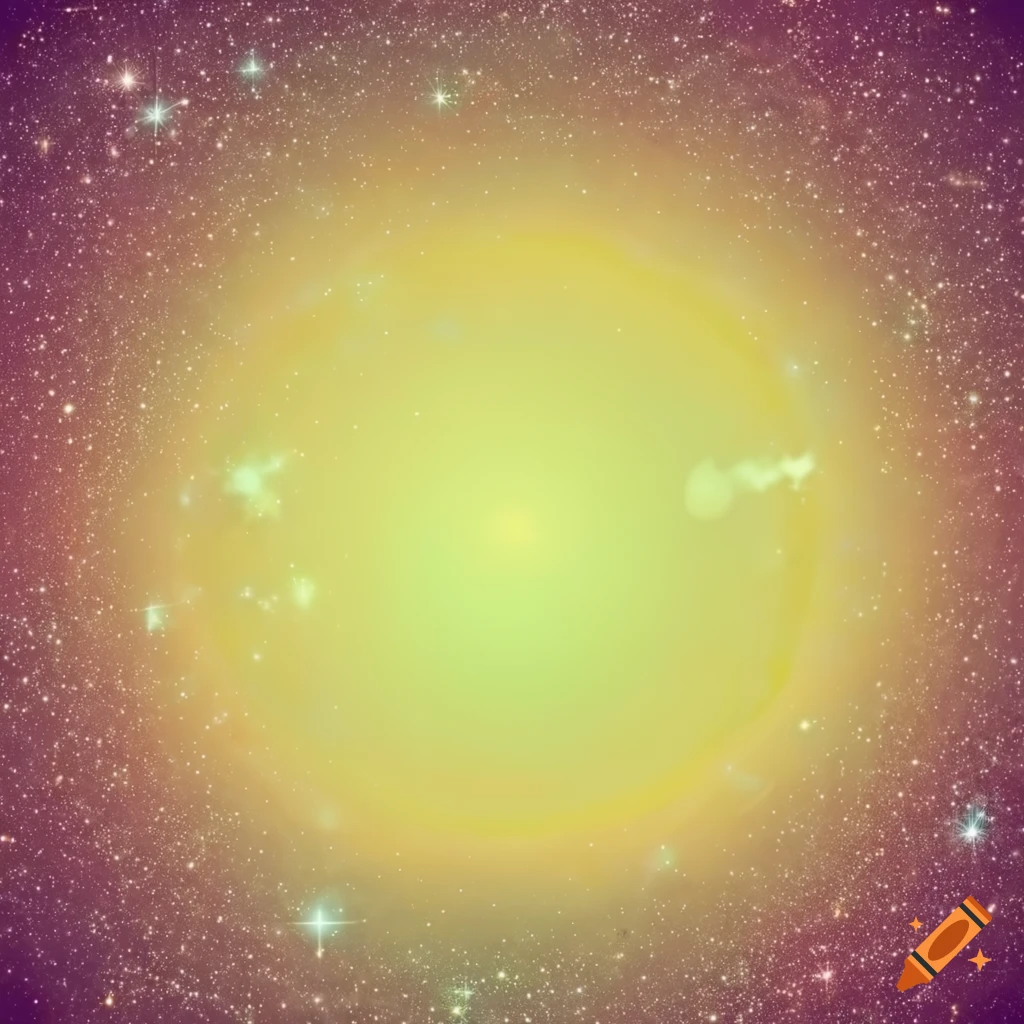 Cosmic consciousness with soft pale yellow colors and twinkling stars ...