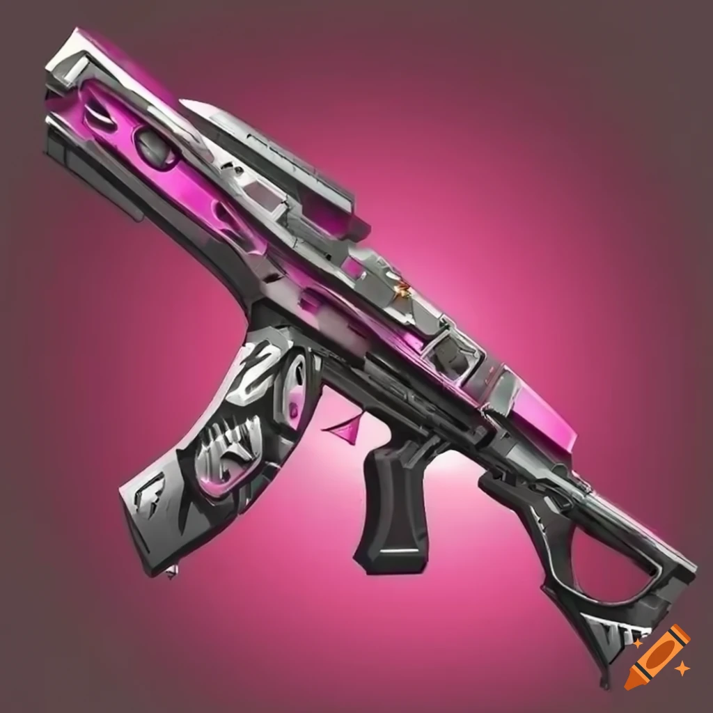 High-tech rifle with pink rune engravings and futuristic design on Craiyon