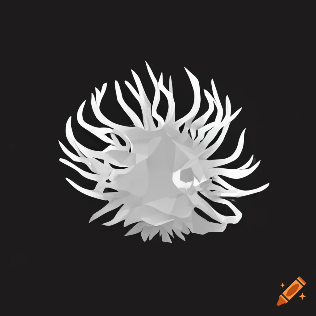 Minimalistic and elegant sea anemone logo in low poly style on Craiyon