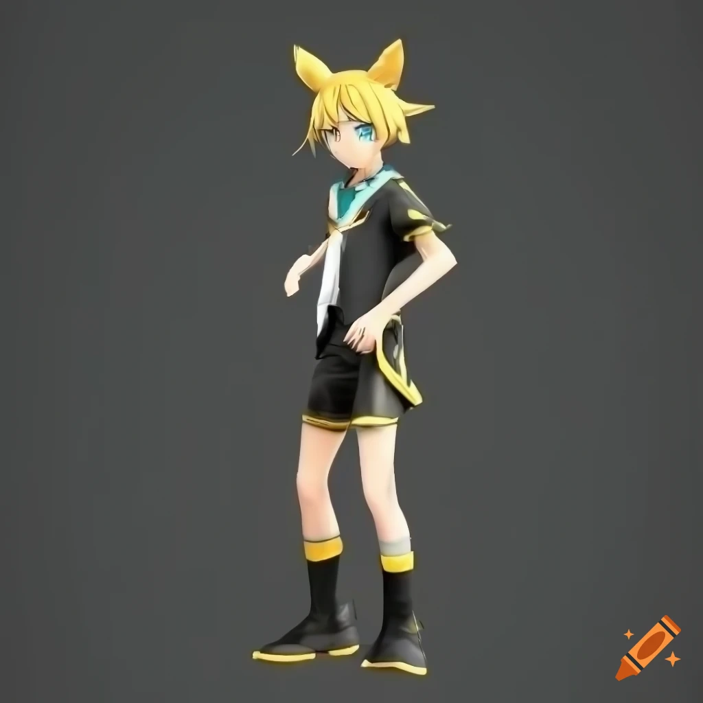 Kagamine len full-length portrait in high quality 3d render on Craiyon