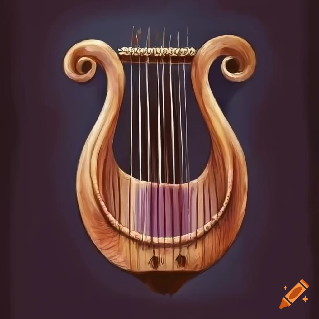 Detailed colorful realistic sketch of a lyre on Craiyon