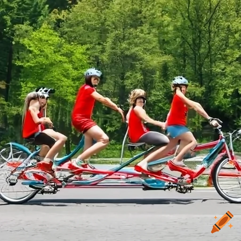 Eight-person tandem bike on Craiyon