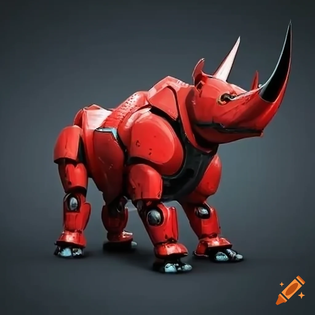 Giant red rhino robot on Craiyon