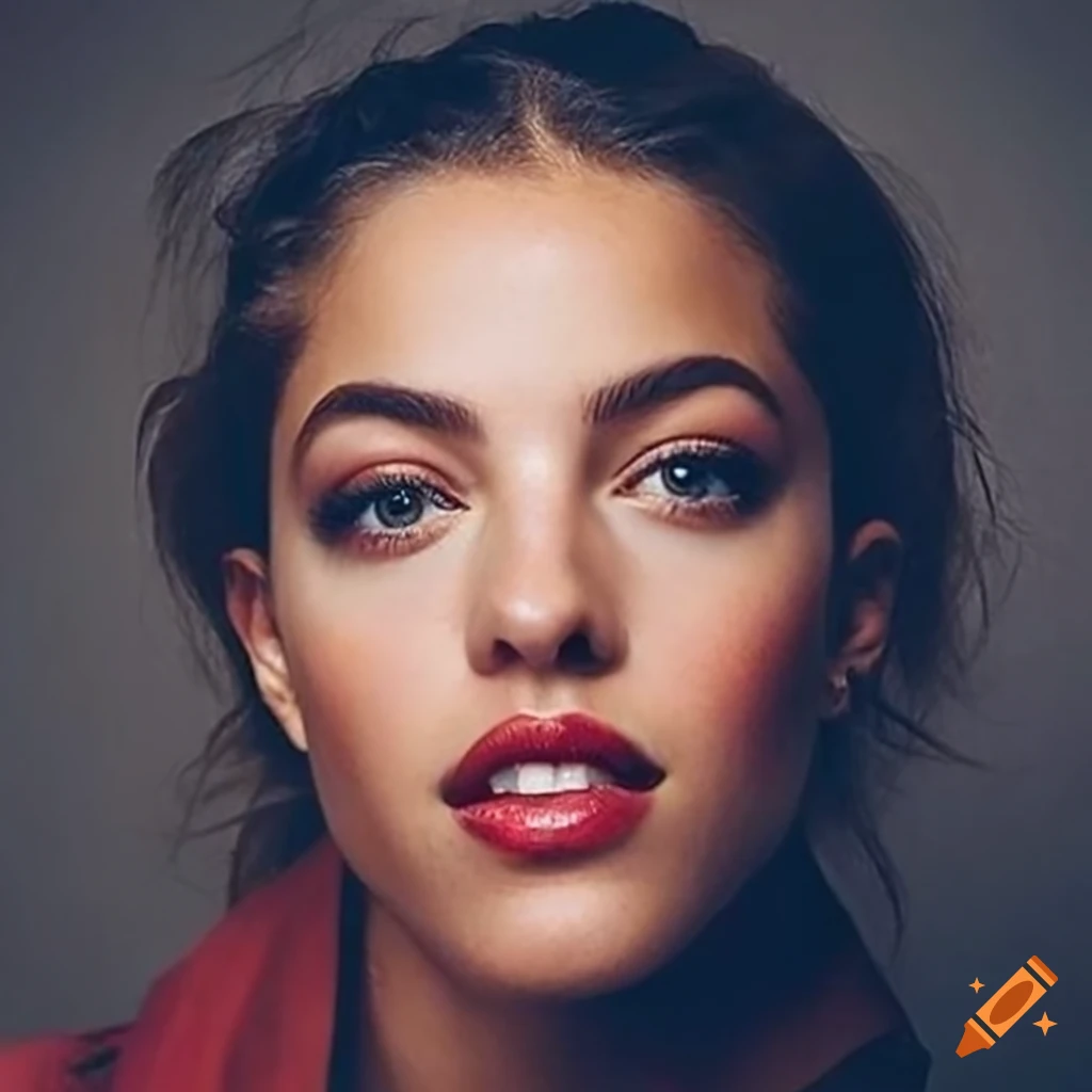 Close-up of stunning young woman with unique features on Craiyon