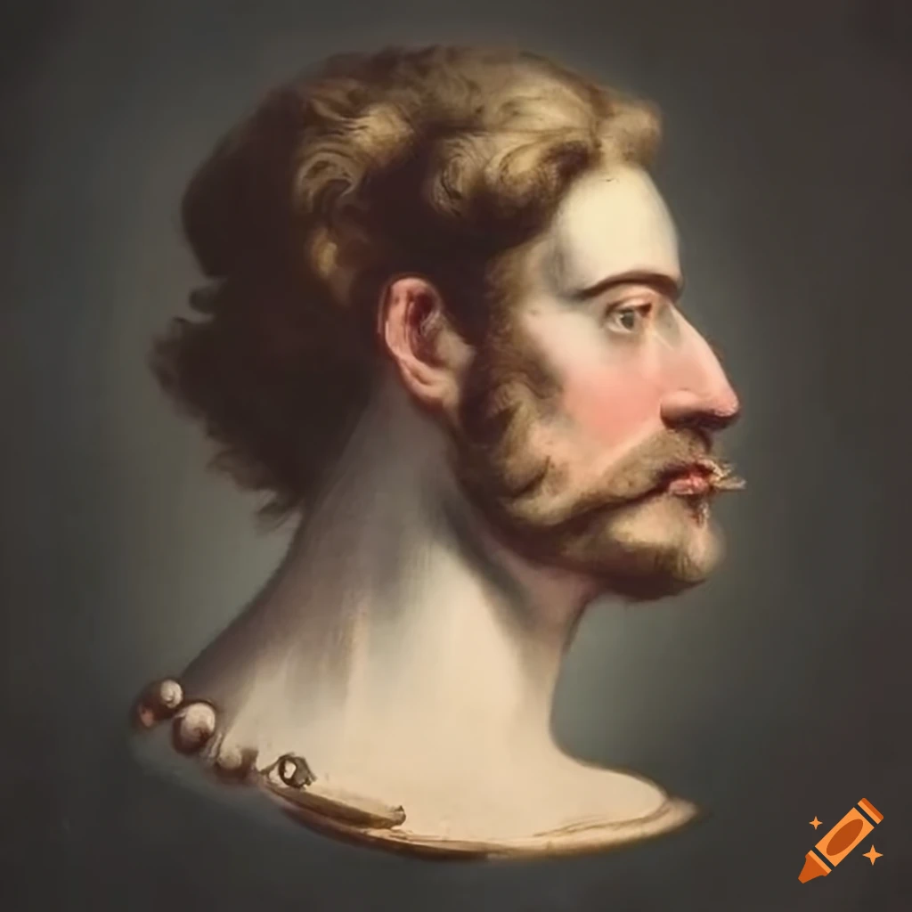 Side profile of a moustached man in 19th century style on Craiyon