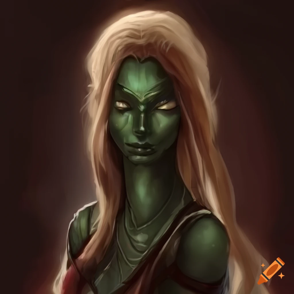 Yuan-ti rogue female with mysterious snake eyes in a dnd setting on Craiyon