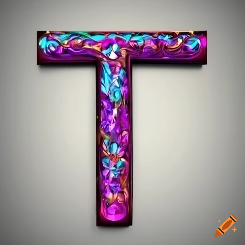 Princess fancy style letter t in 3d render on Craiyon