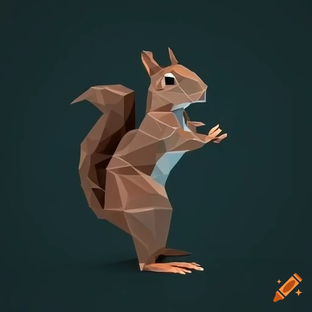 Low-poly style abstract squirrel in wireframe on Craiyon