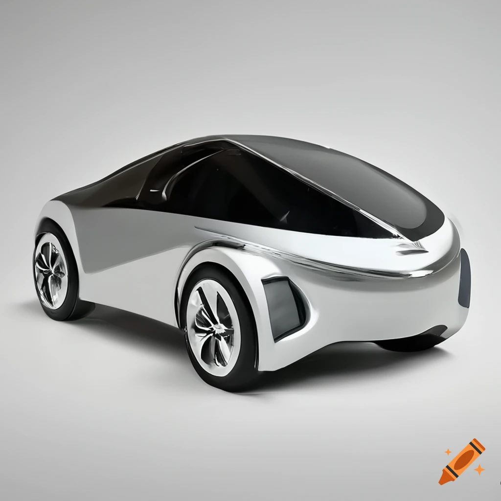 Concept car with chrome glass in a wide angle view on Craiyon