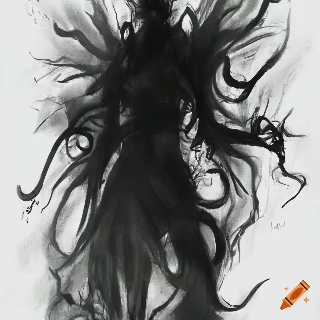 Ink shadow japanese demon full body on Craiyon