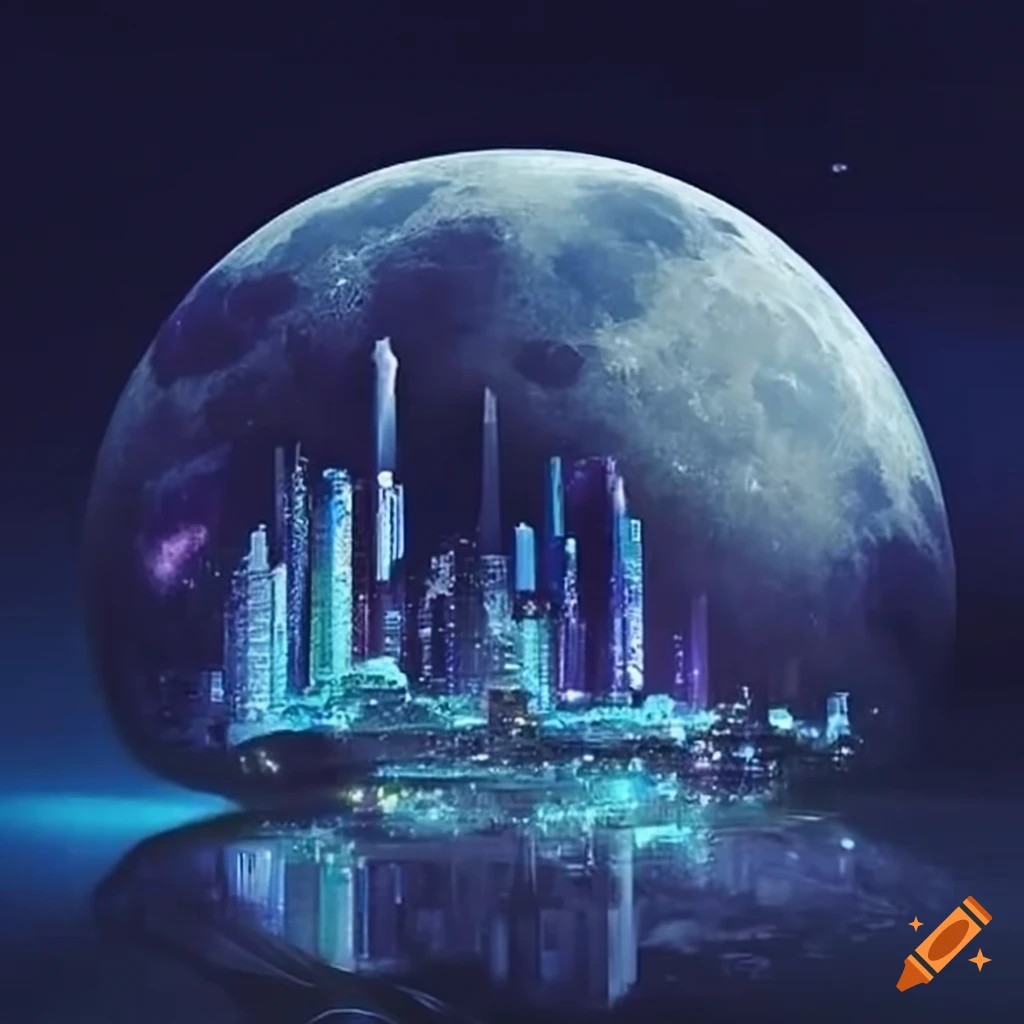 Perfect crystal city on the moon on Craiyon