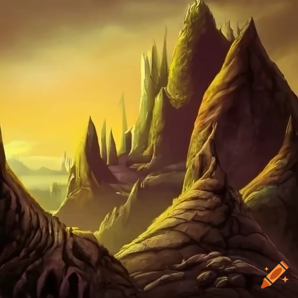 Landscape of a dragon's lair on Craiyon