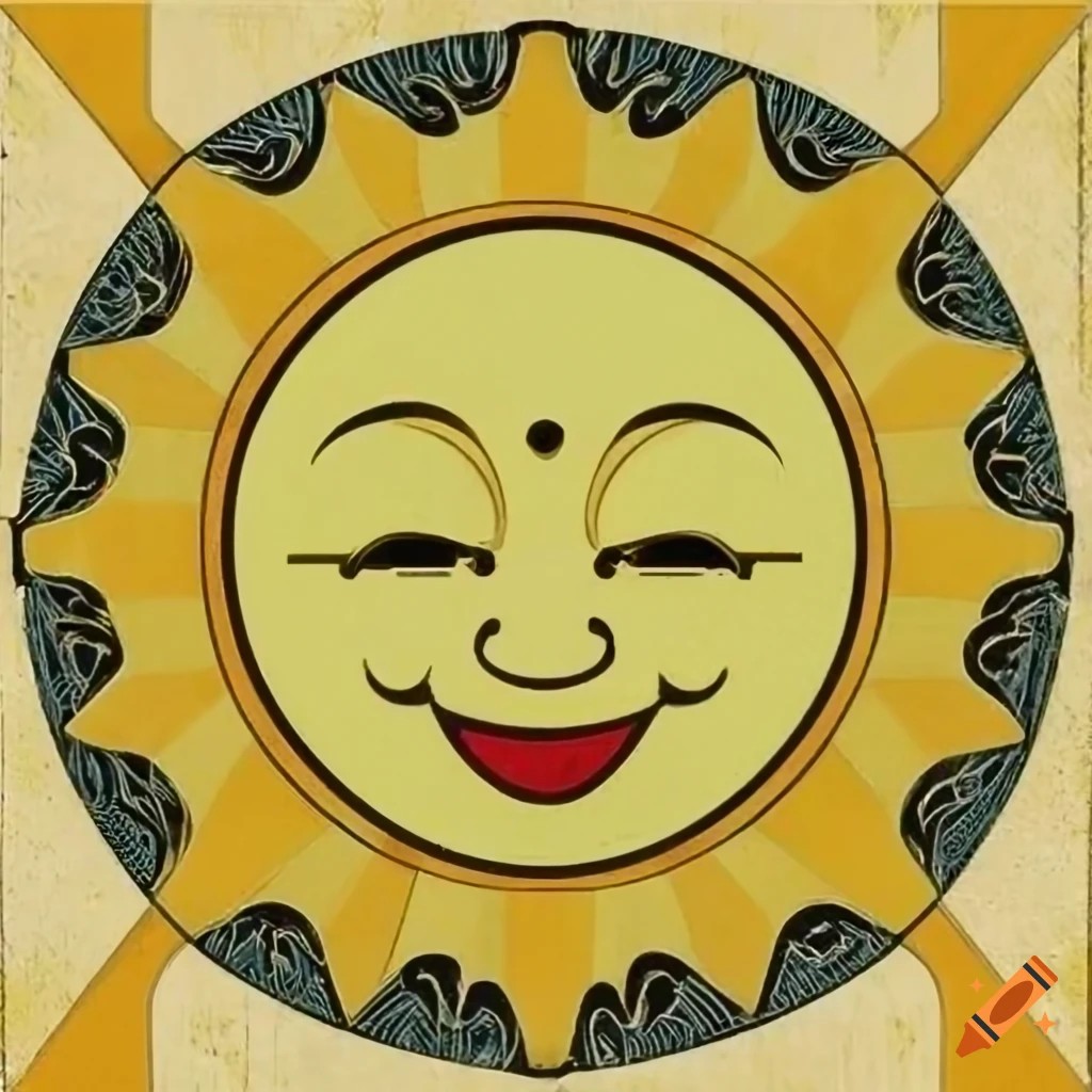 Art deco smiling sun in 2d art on Craiyon