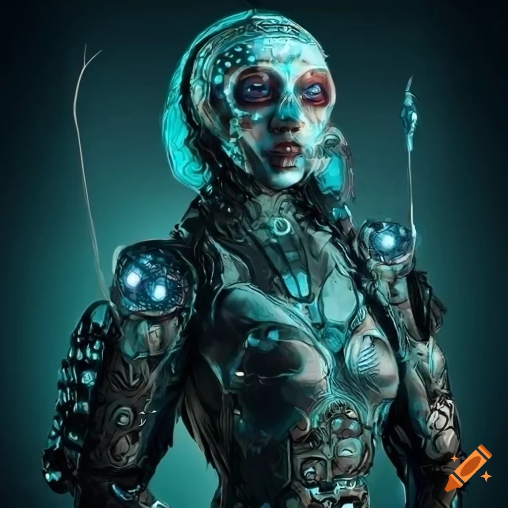 Digital illustration of a biopunk family in a futuristic biopunk ...