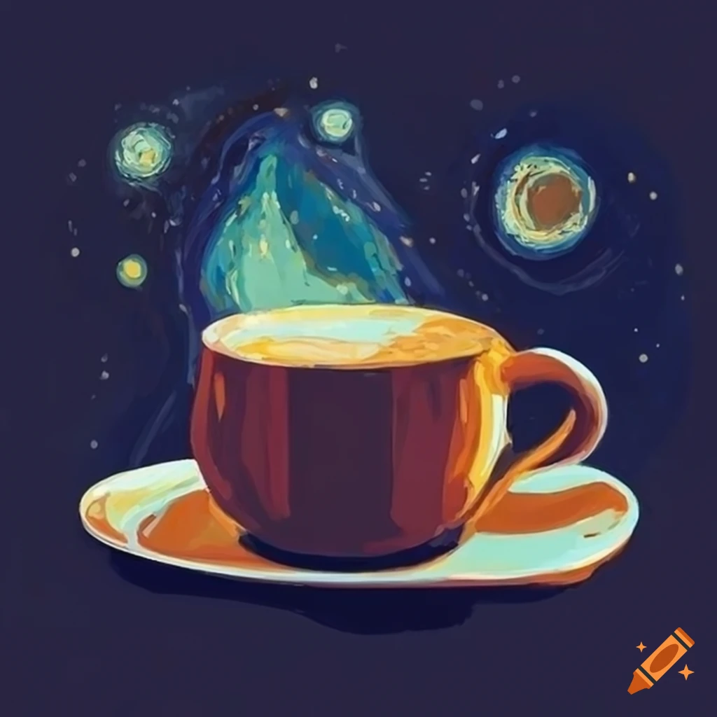 Starry night in a cup of coffee on Craiyon