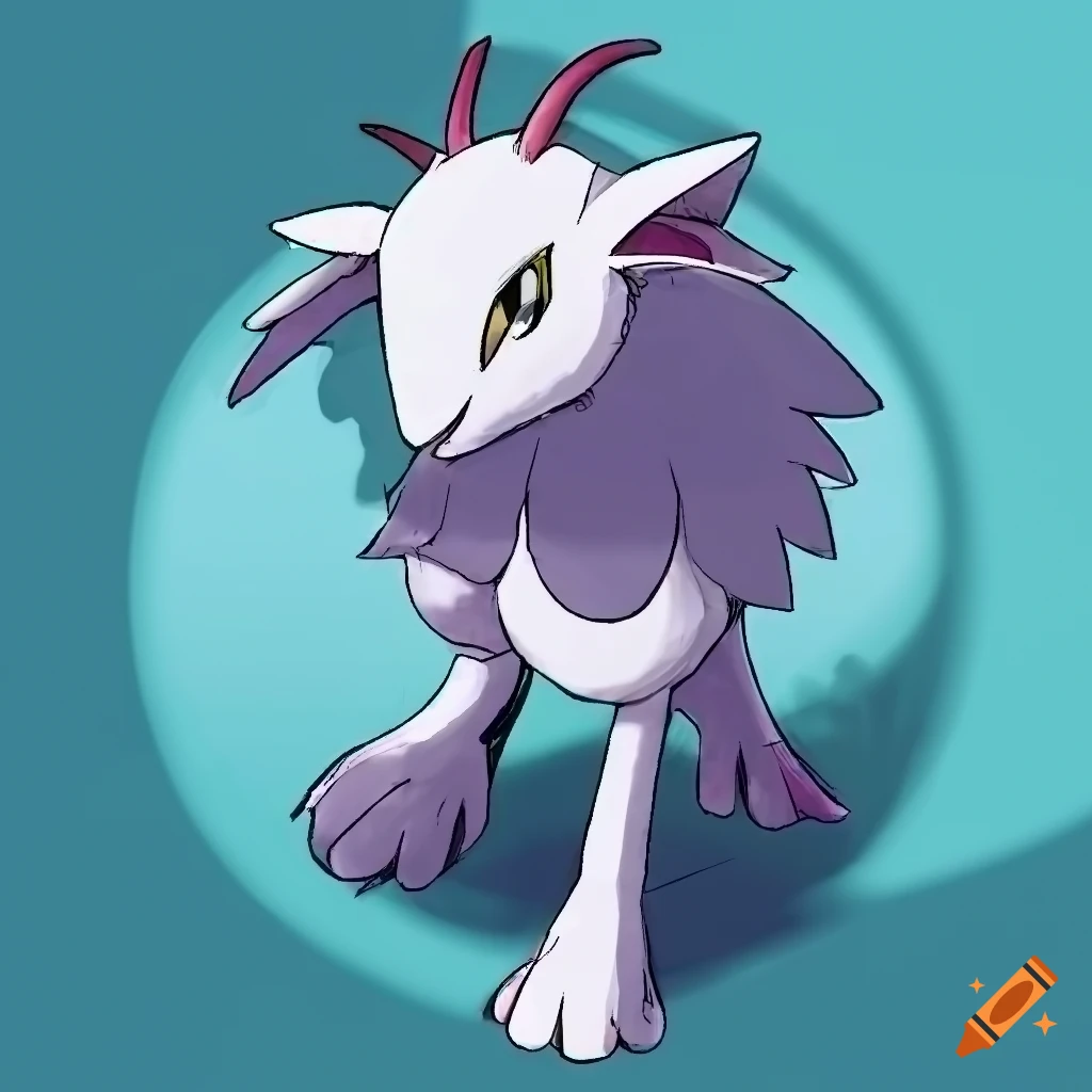 Goat in a fantasy setting with pokémon and dofus elements on Craiyon