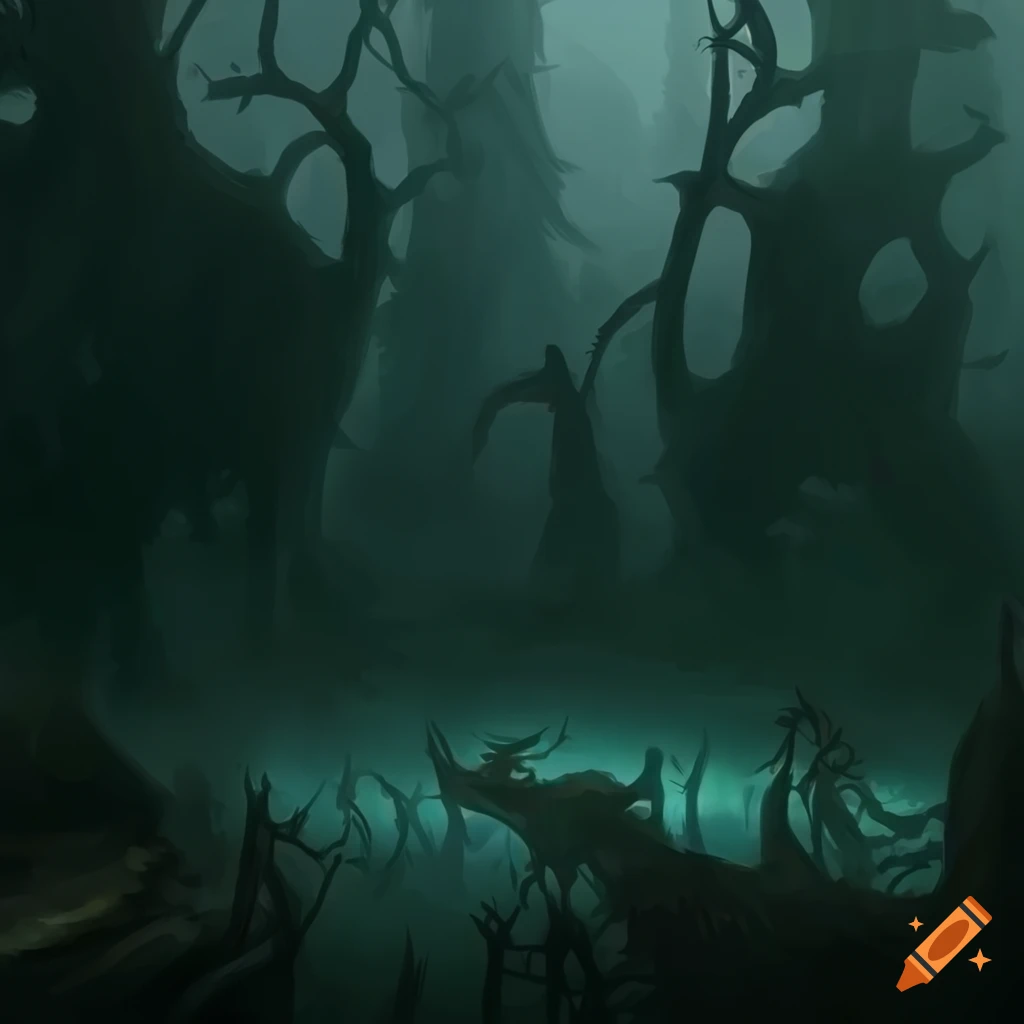 Fantasy dark swamp landscape on Craiyon
