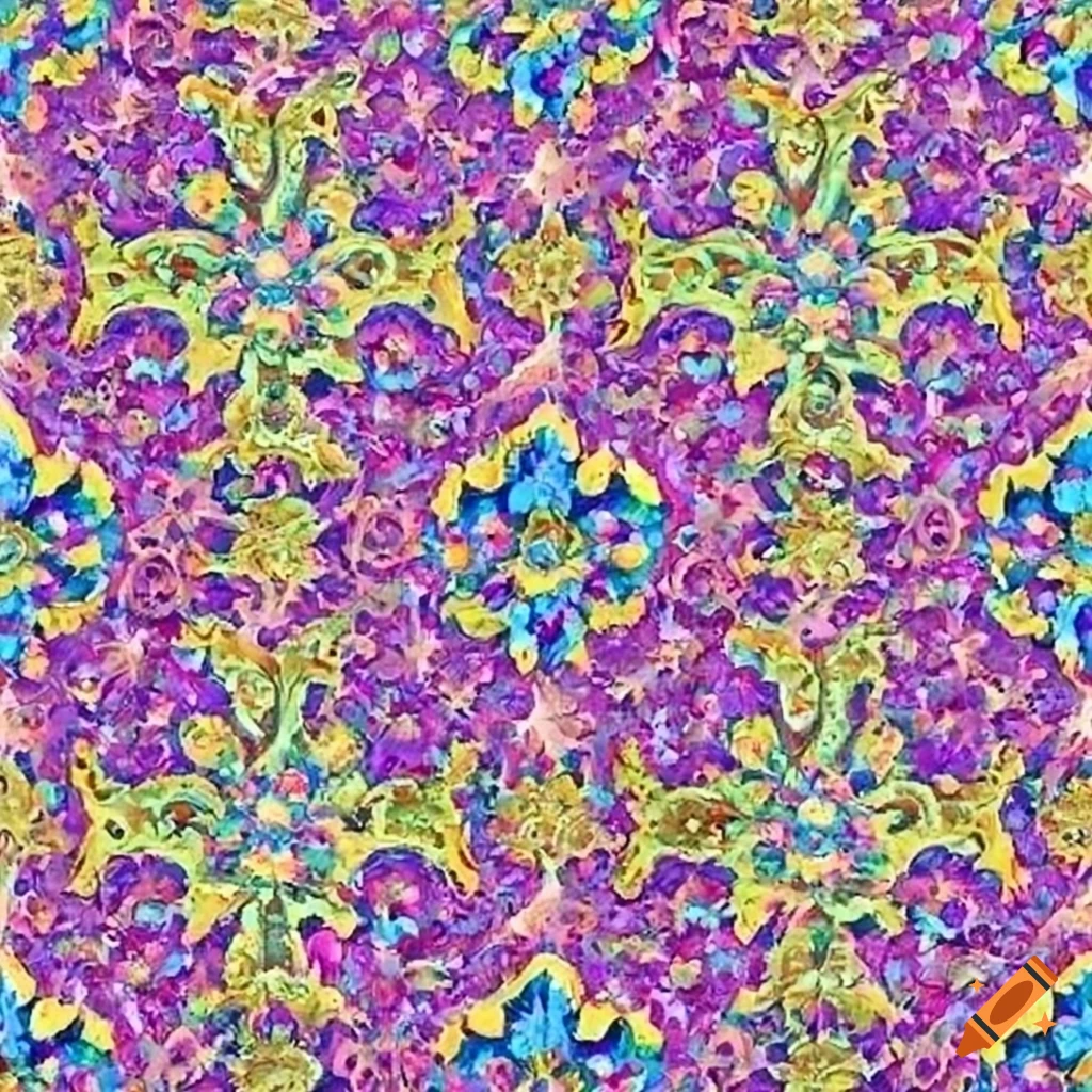 Rainbow pastel rococo floral pattern in oil painting on Craiyon
