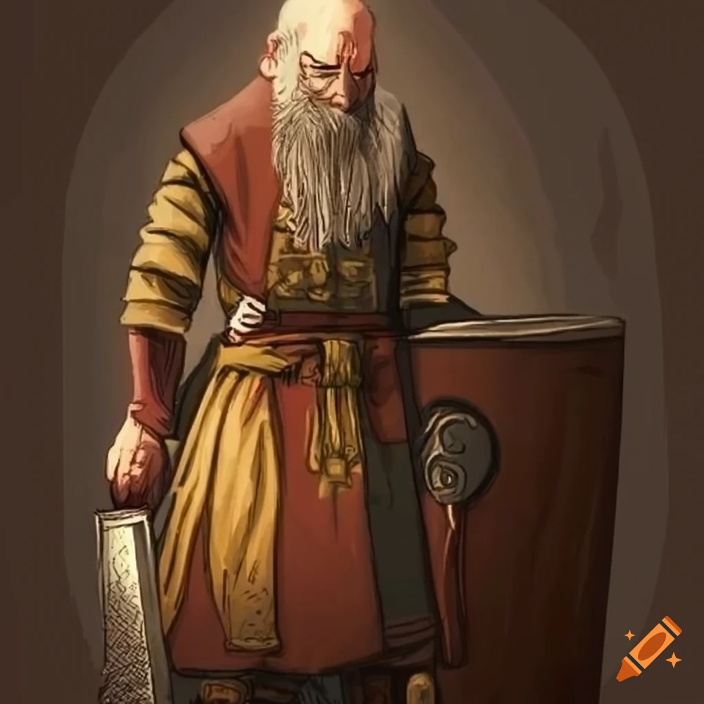 Medieval merchant with weapon on Craiyon