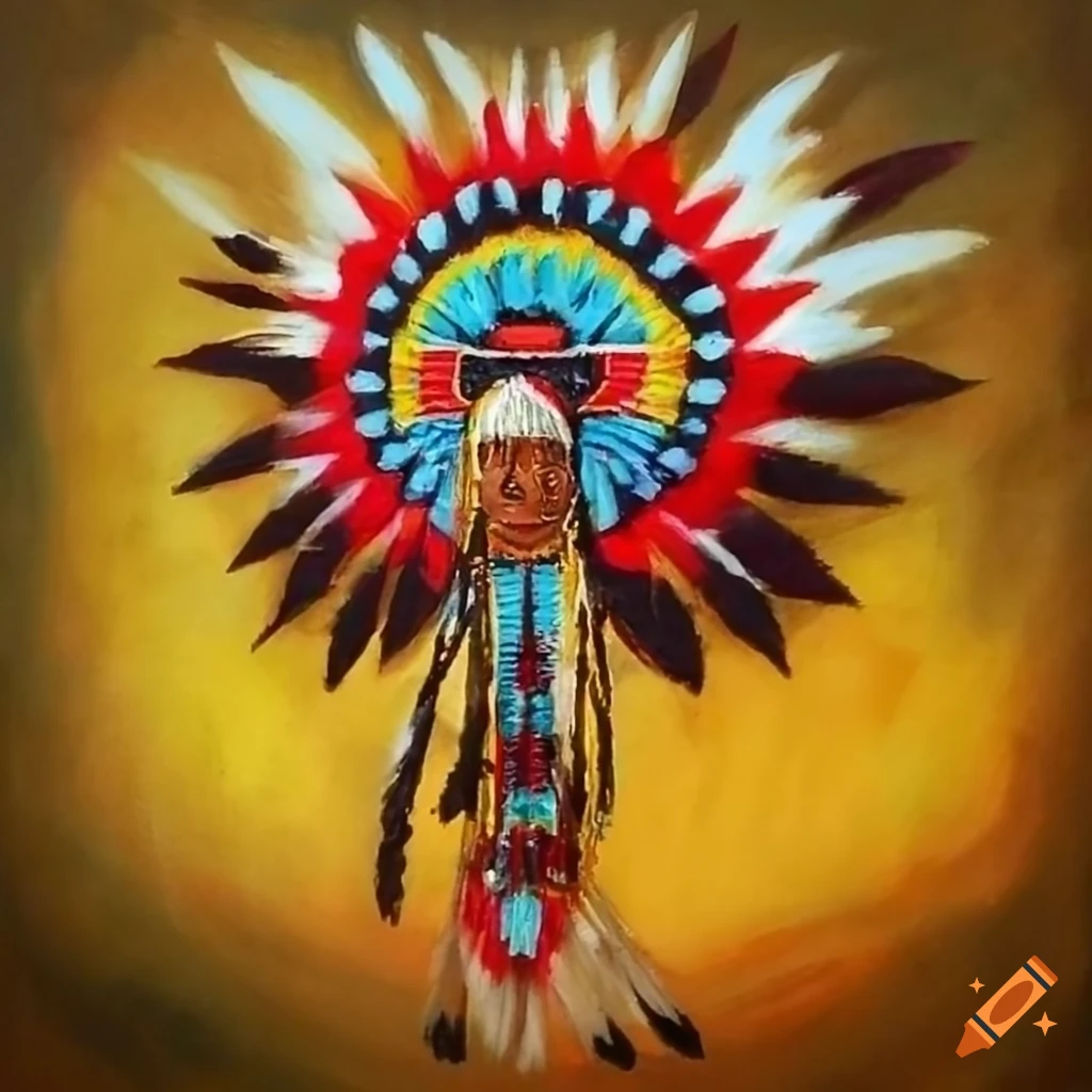 Painting of native american cultural items on Craiyon