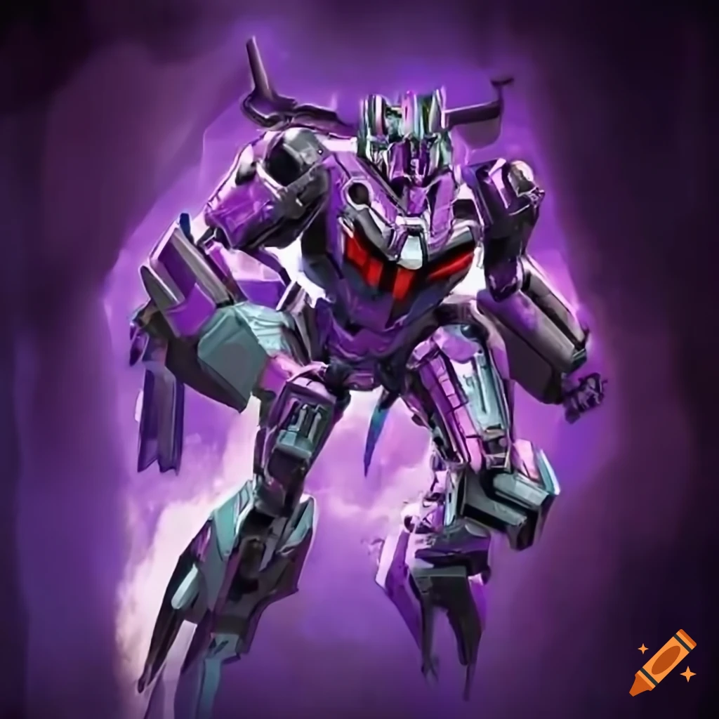 Dynamic posed decepticon flying on Craiyon