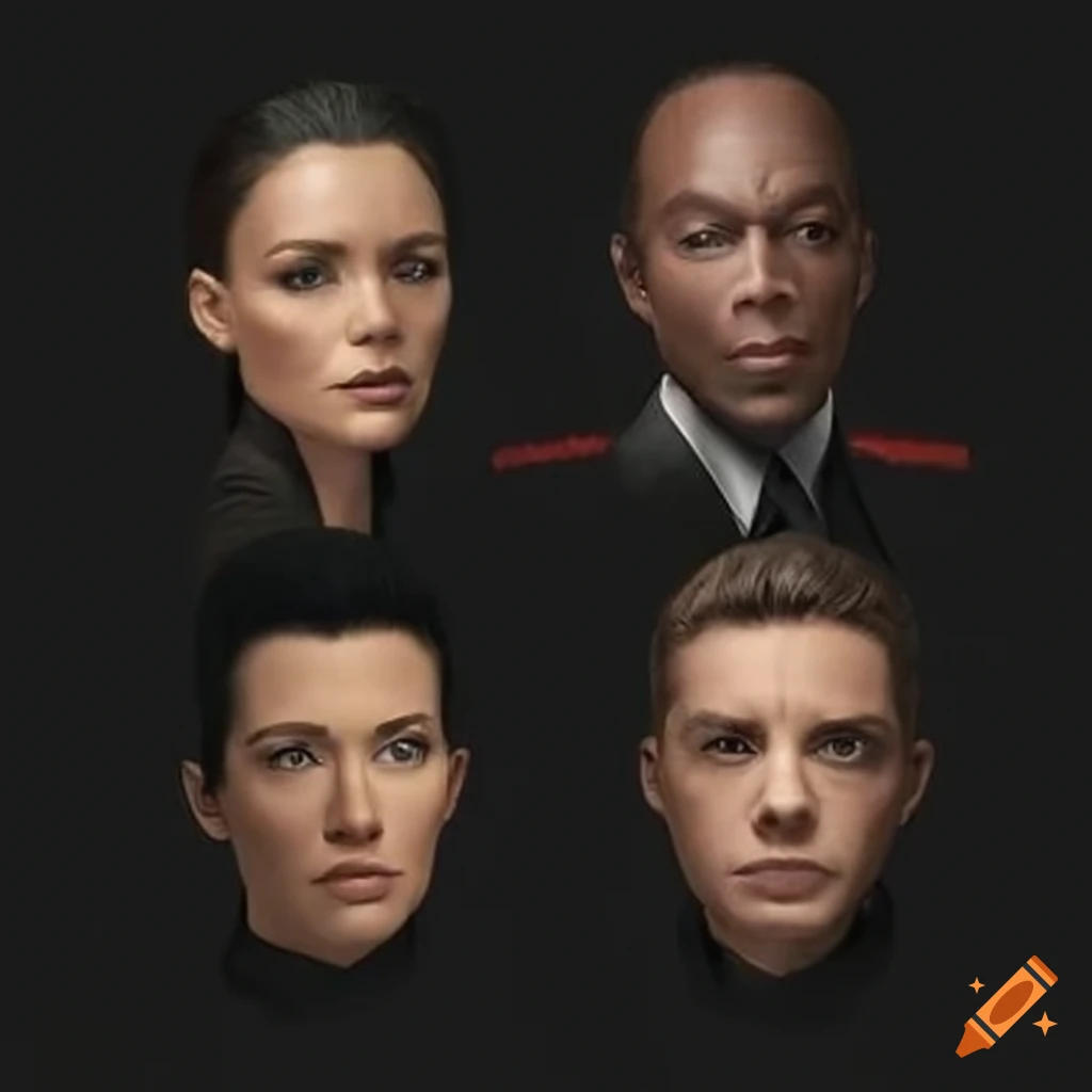 Four secret agent profiles in individual boxes on Craiyon