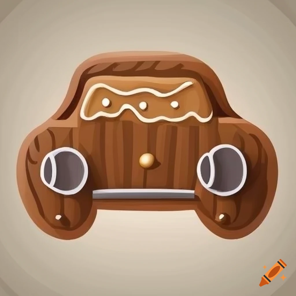 Simple vector art of a gingerbread car on Craiyon