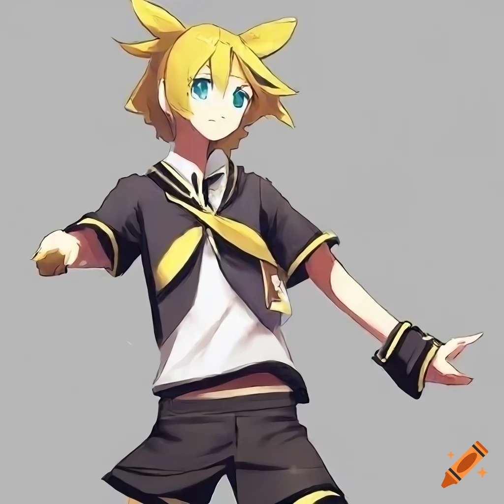Kagamine len full-length portrait in official pokemon art style on Craiyon