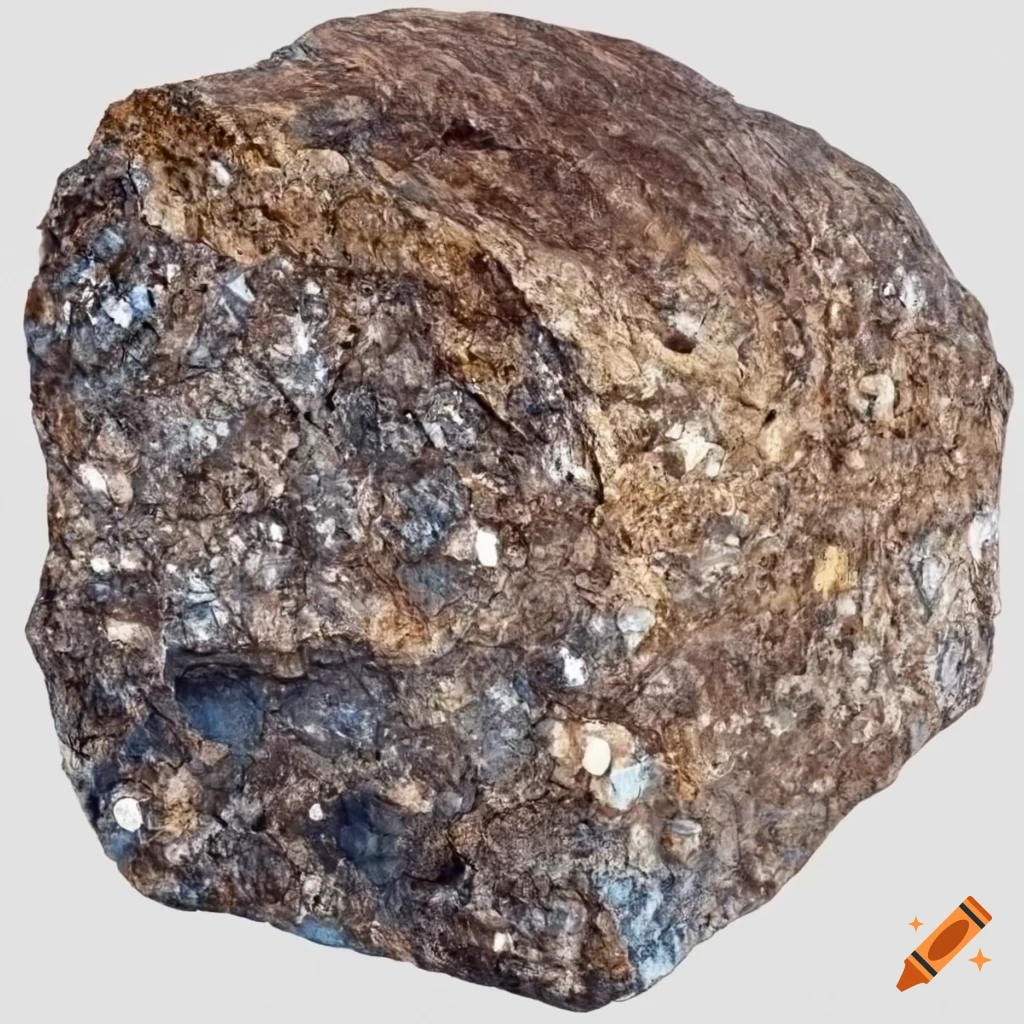 Beryllium ore with detailed textures on white background on Craiyon