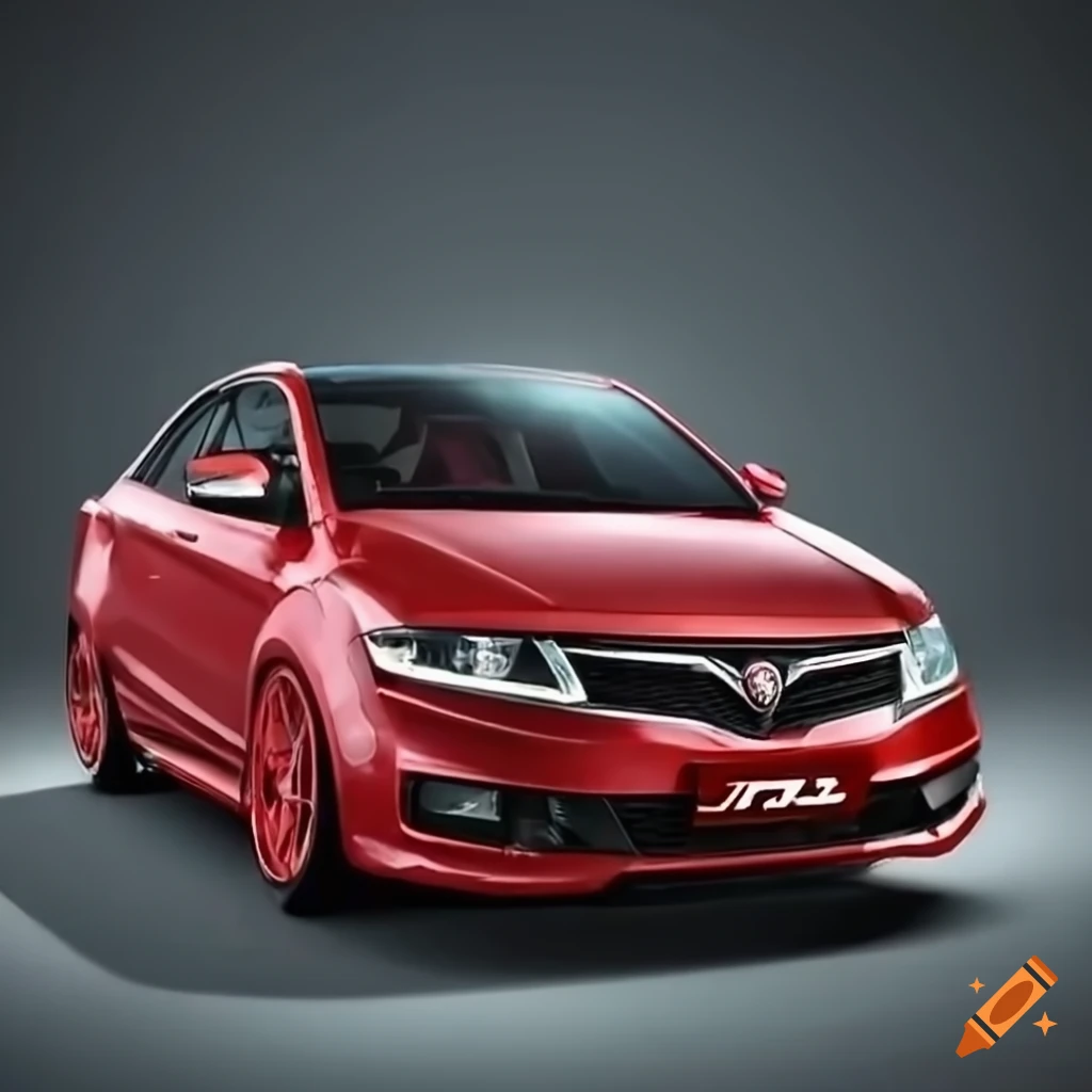 Proton preve car with red rims and black roof in 4k hd on Craiyon