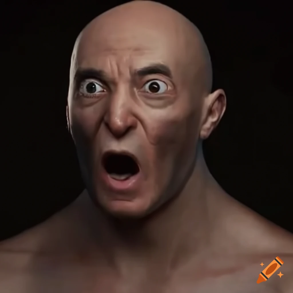 Surprised bald man on Craiyon