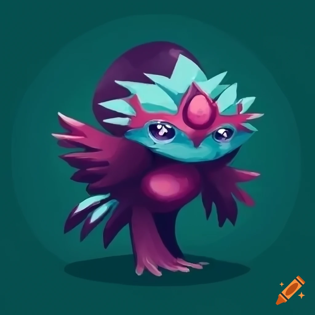 Creature in the style of pokémon and dofus art on Craiyon