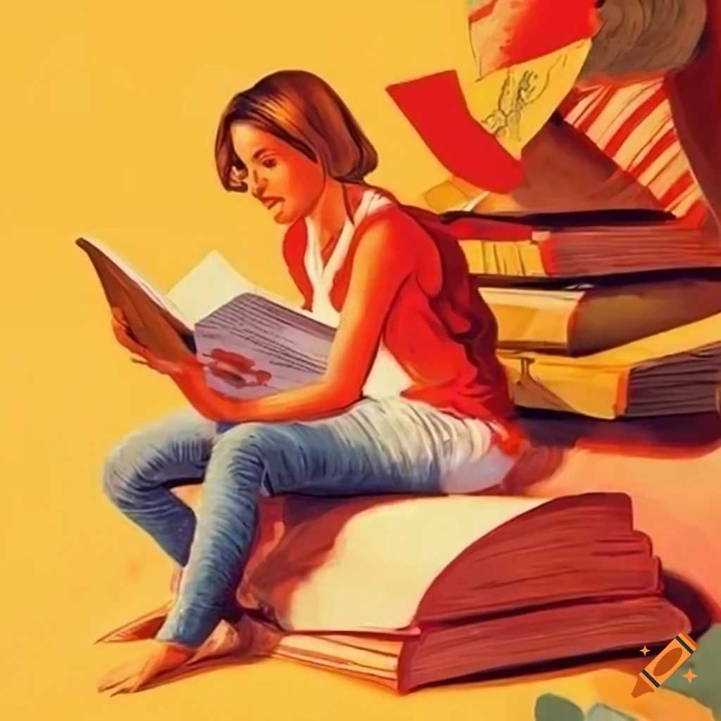 Propaganda poster promoting the importance of reading books on Craiyon