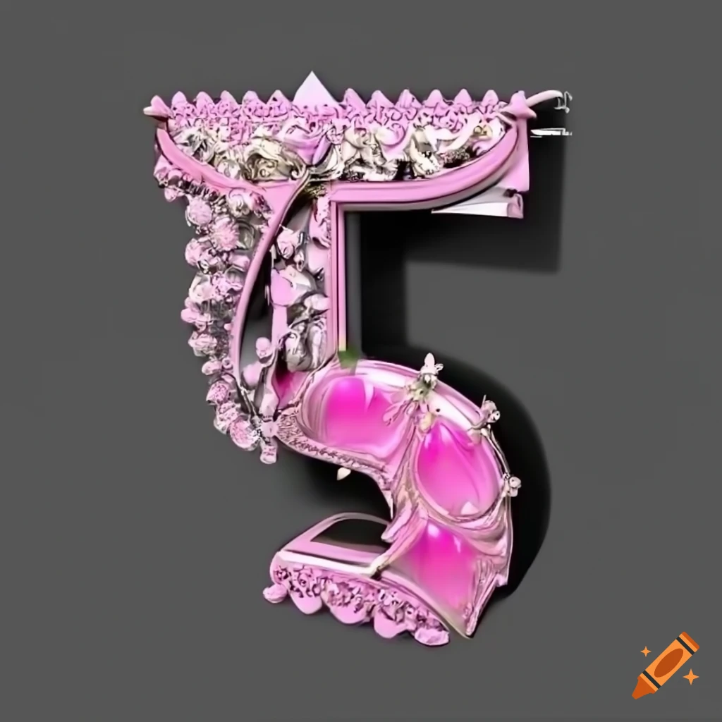 Princess fancy style letter t in 3d render on Craiyon
